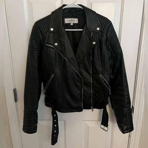 Sebby | Jackets & Coats | Sebby Black Faux Leather Jacket Size Medium ...